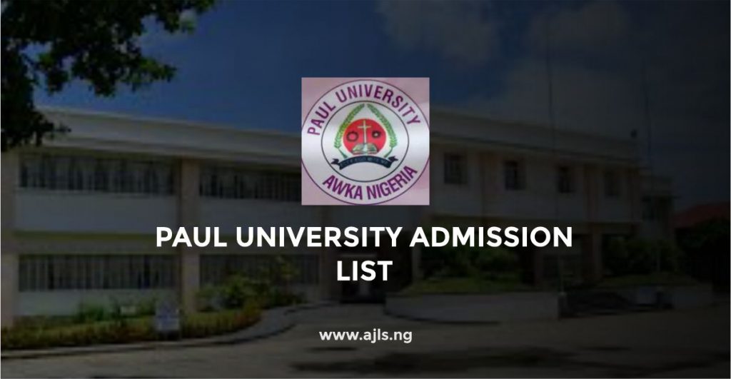 Paul University Admission List 2025/2026 - AJLS